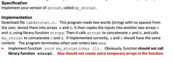 Solved Specification Implement Your Version Of Strcat 1907