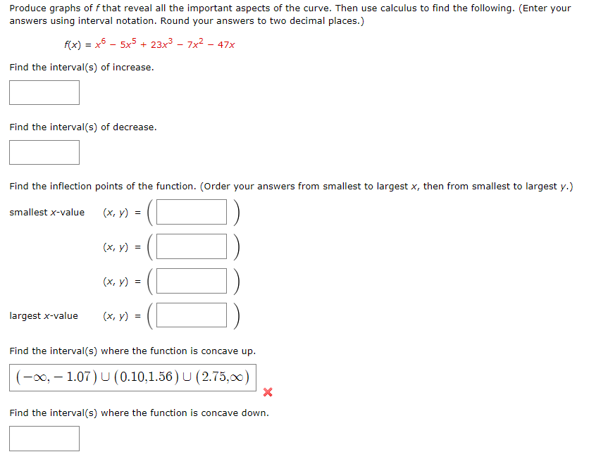 Solved Produce graphs of f ﻿that reveal all the important | Chegg.com