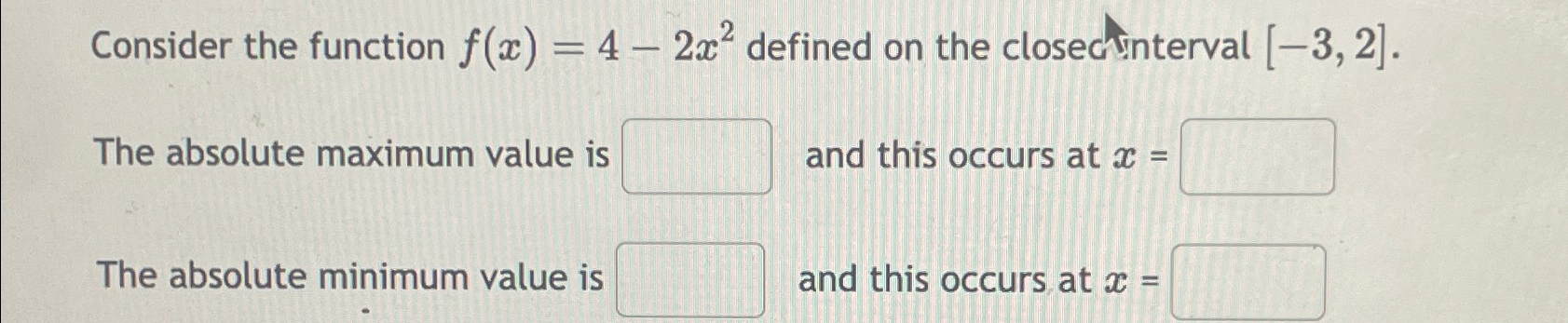 Solved Consider the function f(x)=4-2x2 ﻿defined on the | Chegg.com