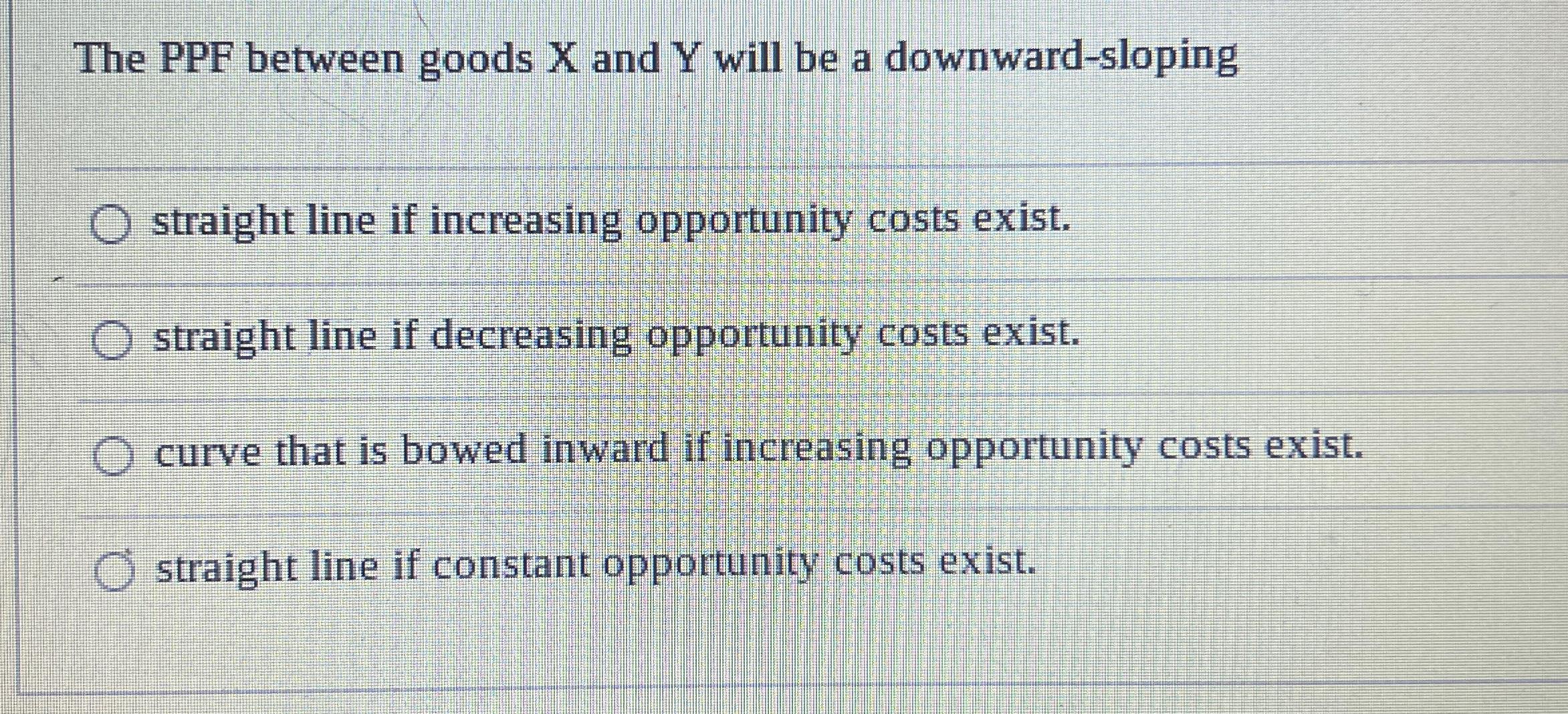 Solved The PPF between goods x ﻿and Y ﻿will be a | Chegg.com
