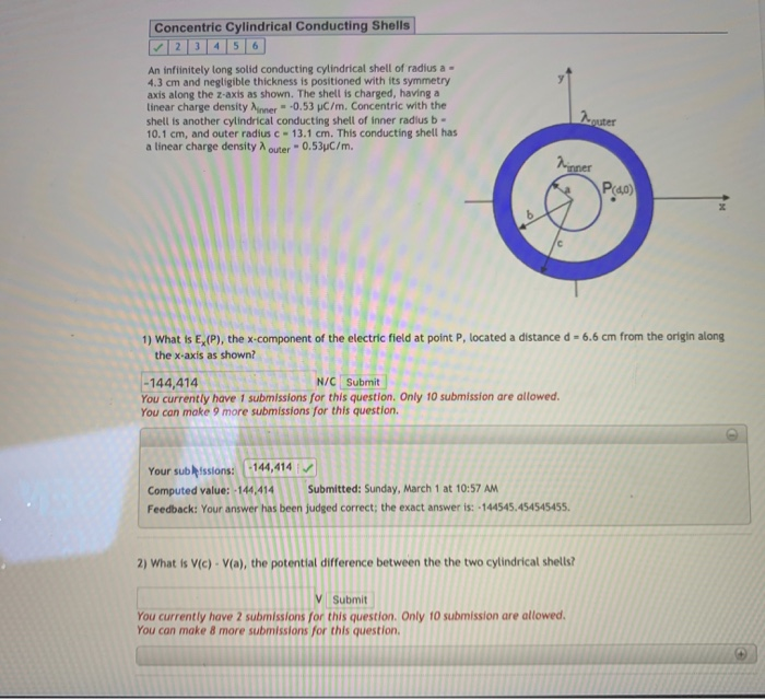 Solved Concentric Cylindrical Conducting Shells tely lone se | Chegg.com