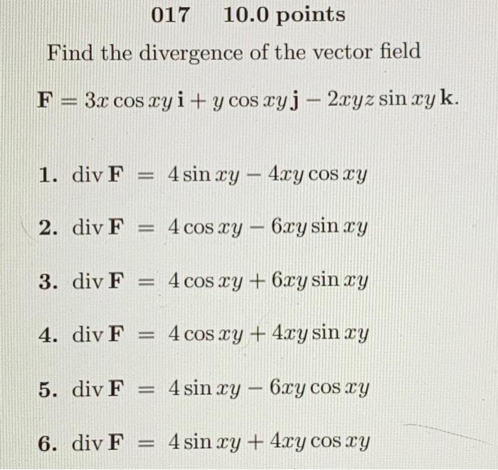 Solved Find the divergence of the vector field | Chegg.com