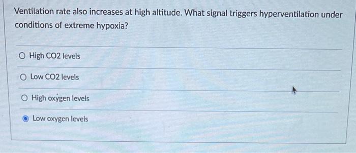 Solved Ventilation rate also increases at high altitude. | Chegg.com