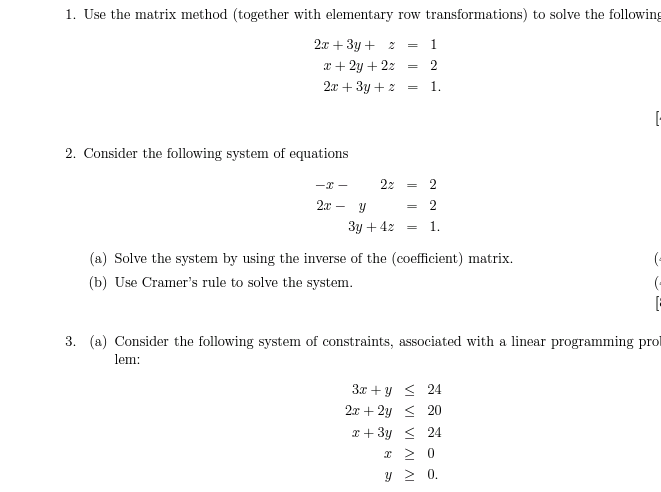 Solved Use the matrix method (together with elementary row | Chegg.com