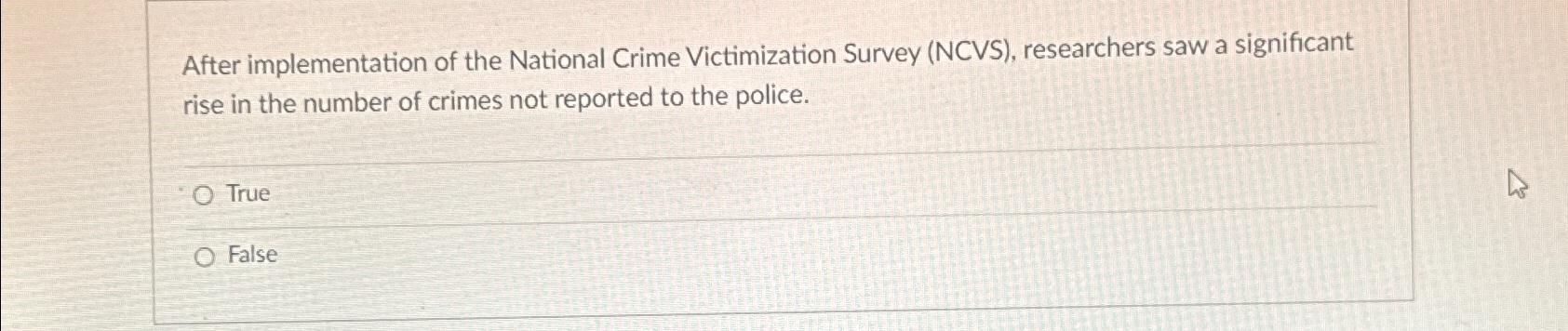 After implementation of the National Crime | Chegg.com