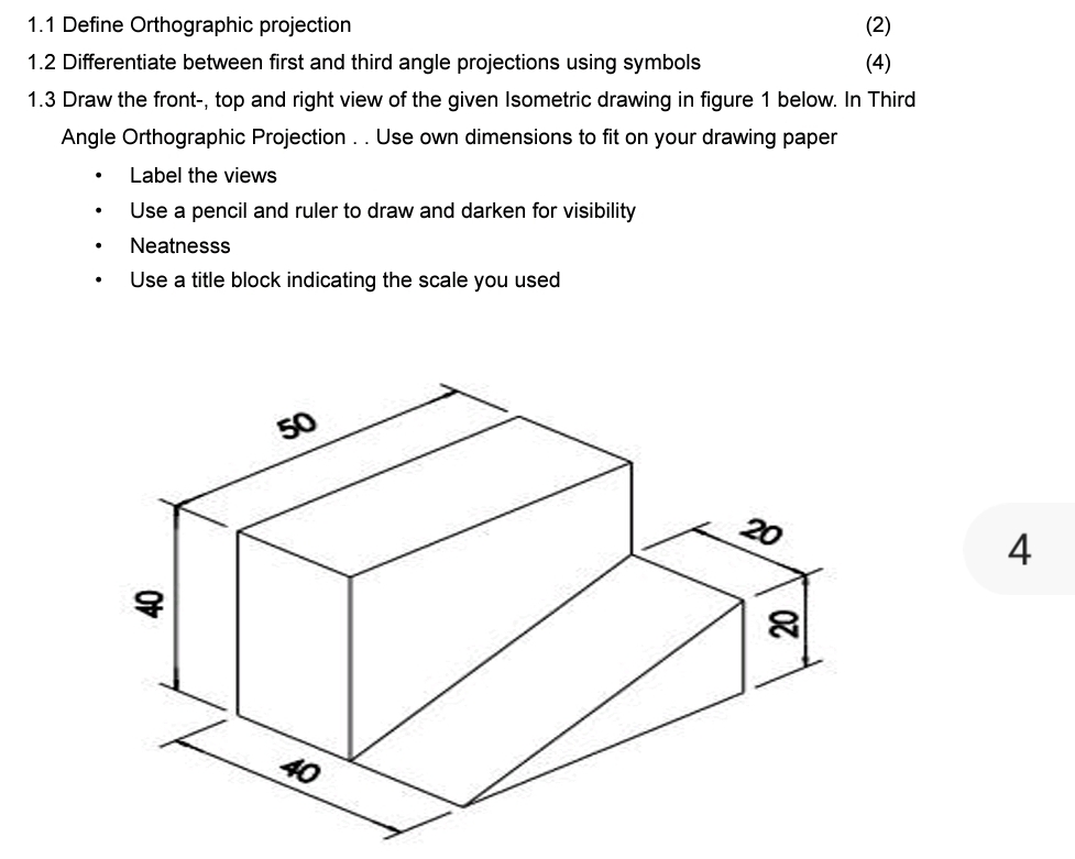 Solved 1.1 ﻿Define Orthographic projection(2)1.2 | Chegg.com