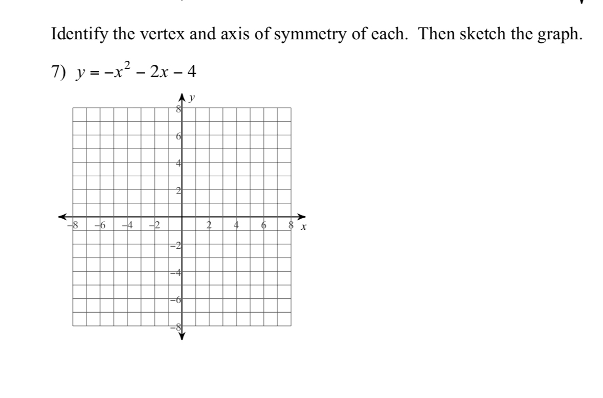 Solved Identify the vertex and axis of symmetry of each. | Chegg.com