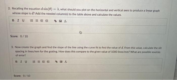 Solved 1. Using the 1000 lines/mm grating, measure the | Chegg.com