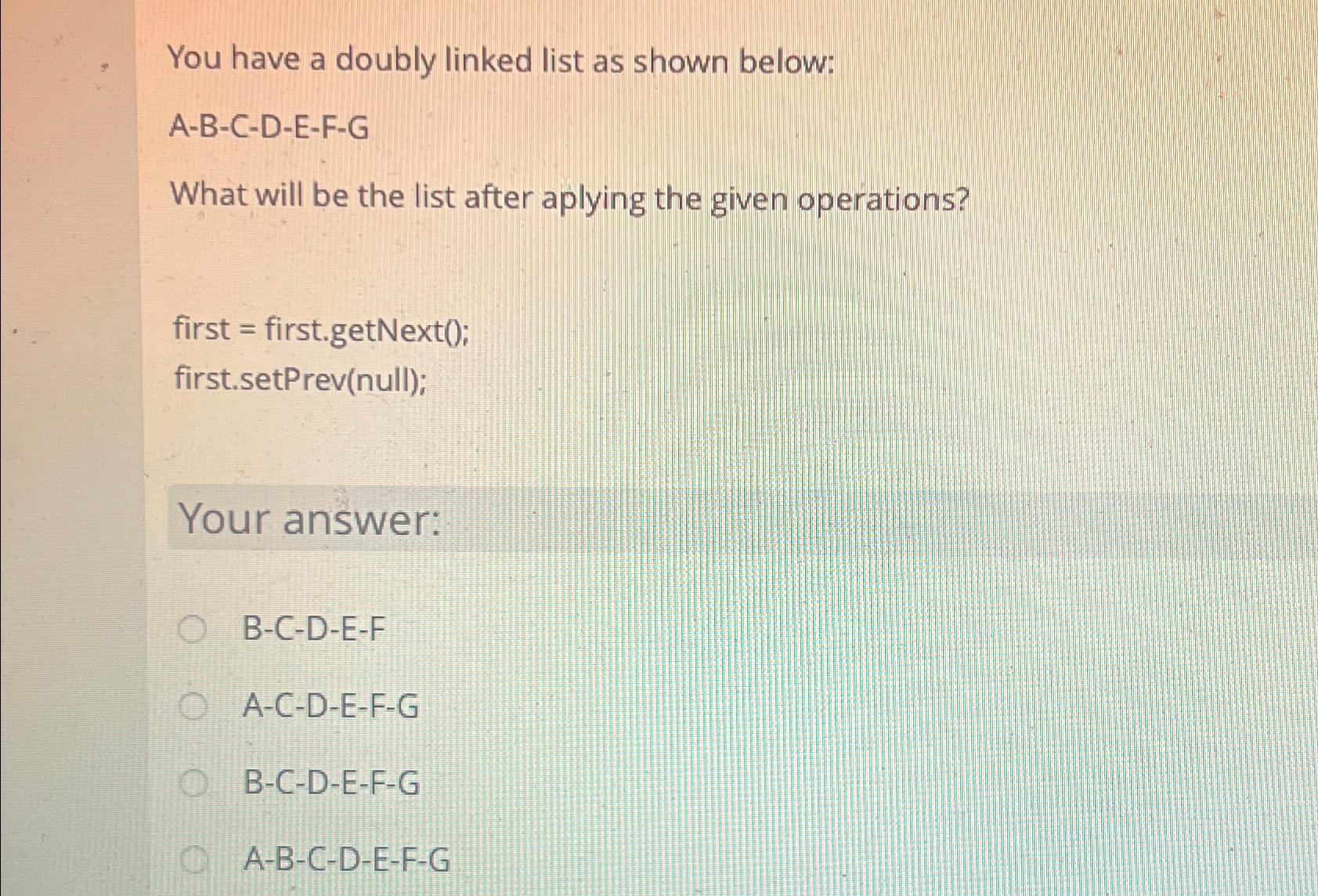 Solved You have a doubly linked list as shown | Chegg.com
