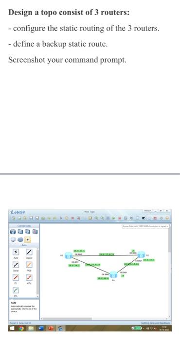 Solved Design a topo consist of 3 routers: - configure the | Chegg.com