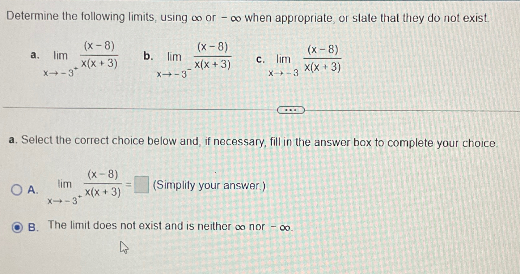 Solved Determine The Following Limits ﻿using ∞ ﻿or ∞ ﻿when