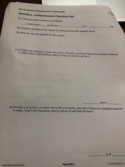 Solved 064a Stichting Rectant el eerdes EXERCISE 6: Limiting | Chegg.com