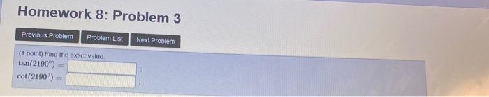 Solved Homework 8: Problem 3 Previous Problem Problem List | Chegg.com