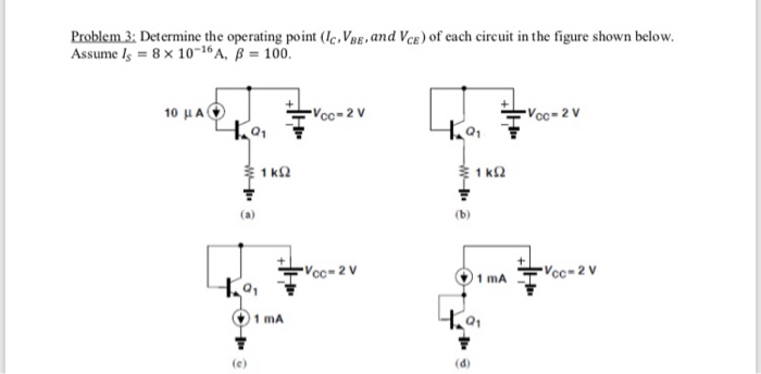Solved Problem 3. Determine the operating point (Ic, VBE, | Chegg.com