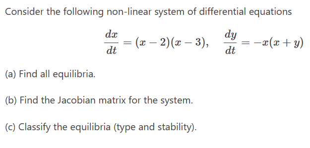 Solved Consider the following non-linear system of | Chegg.com