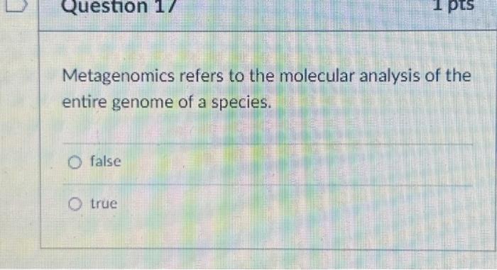 Solved Metagenomics refers to the molecular analysis of the | Chegg.com