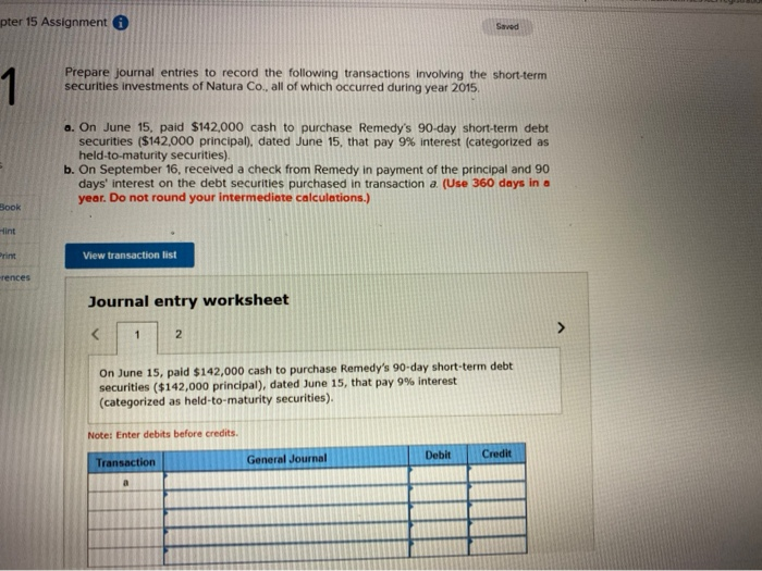 Solved pter 15 Assignment Saved Prepare journal entries to | Chegg.com