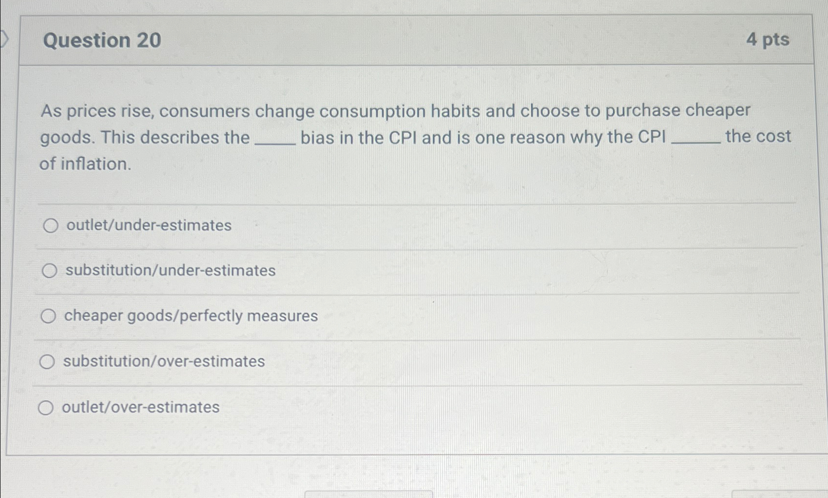 Solved Question 204 ﻿ptsAs prices rise, consumers change | Chegg.com