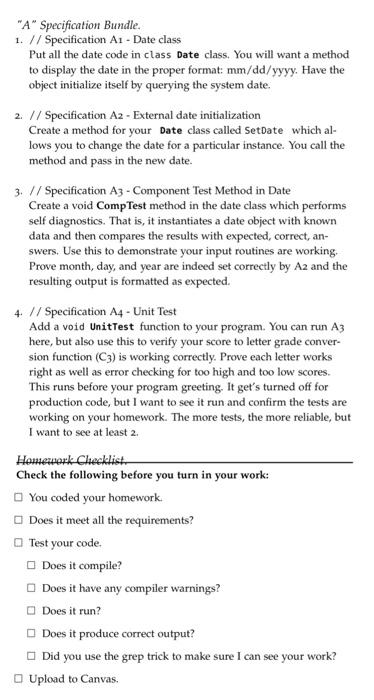 Solved PLEASE READ THE SPECIFICATIONS. ALL SPECIFICATIONS | Chegg.com
