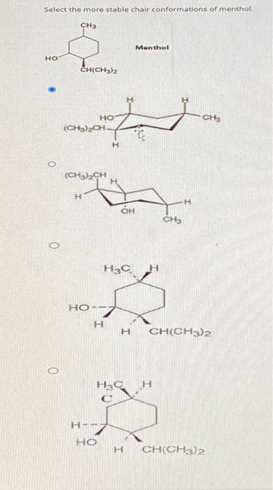 Solved Select the more stable chair conformations of | Chegg.com