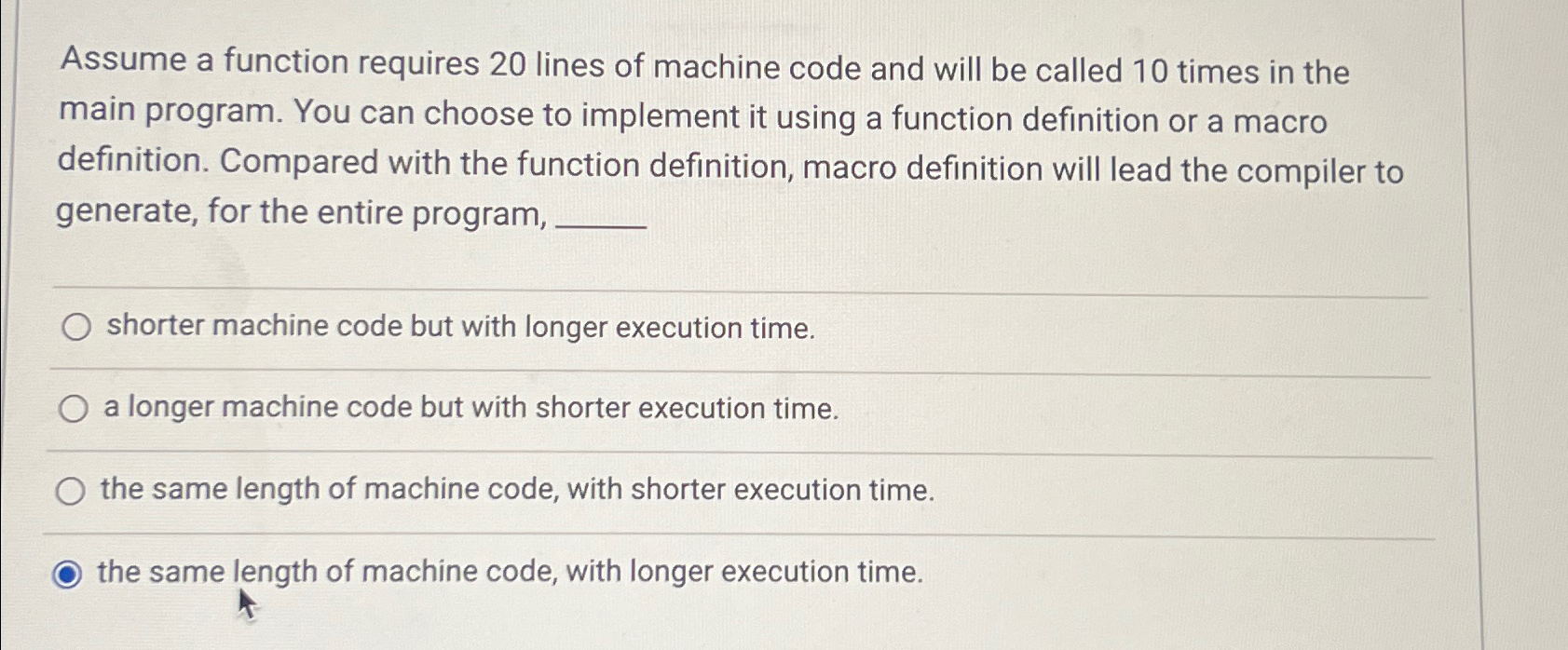 Solved Assume a function requires 20 ﻿lines of machine code | Chegg.com