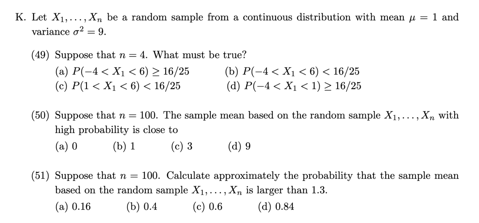 K. ﻿Let x1,dots,xn ﻿be a random sample from a | Chegg.com