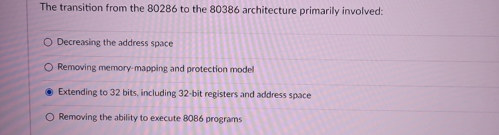 Solved The transition from the 80286 ﻿to the 80386 | Chegg.com