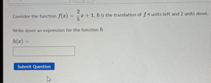 Solved Consider the function f(x)=52x+1.h is the translation | Chegg.com