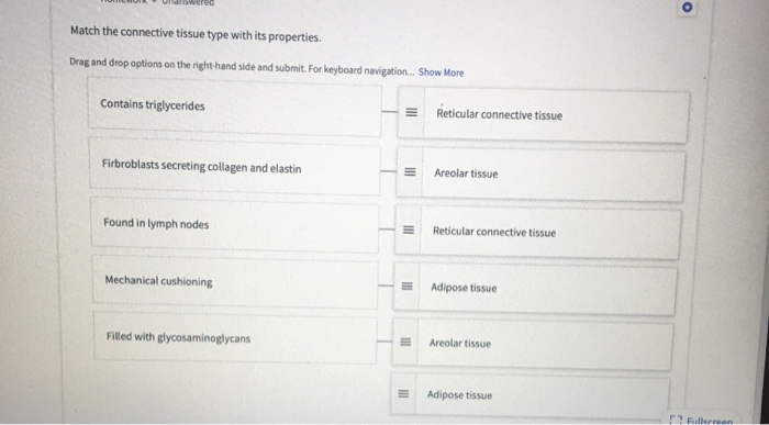 Solved Match the connective tissue type with its properties. | Chegg.com