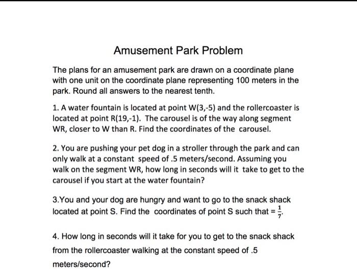 Solved Amusement Park Problem The plans for an amusement | Chegg.com