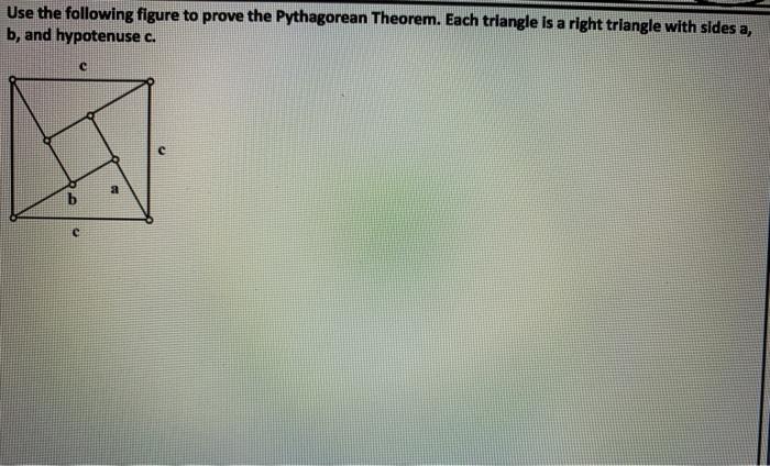 Solved Use the following figure to prove the Pythagorean | Chegg.com