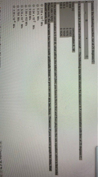 Solved Consider the following reaction, run at 25 degrees C | Chegg.com