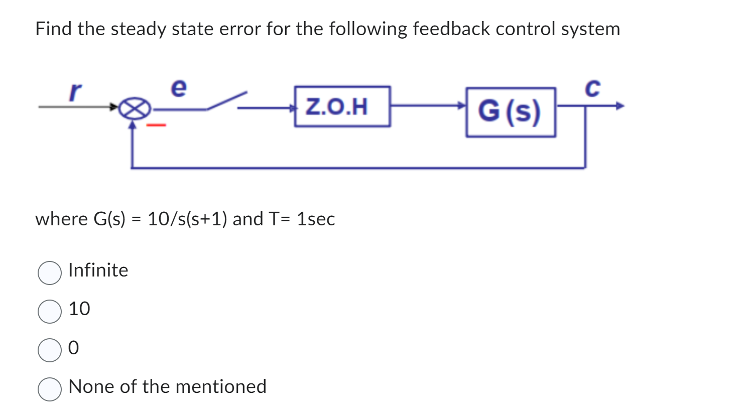 Solved Find the steady state error for the following | Chegg.com