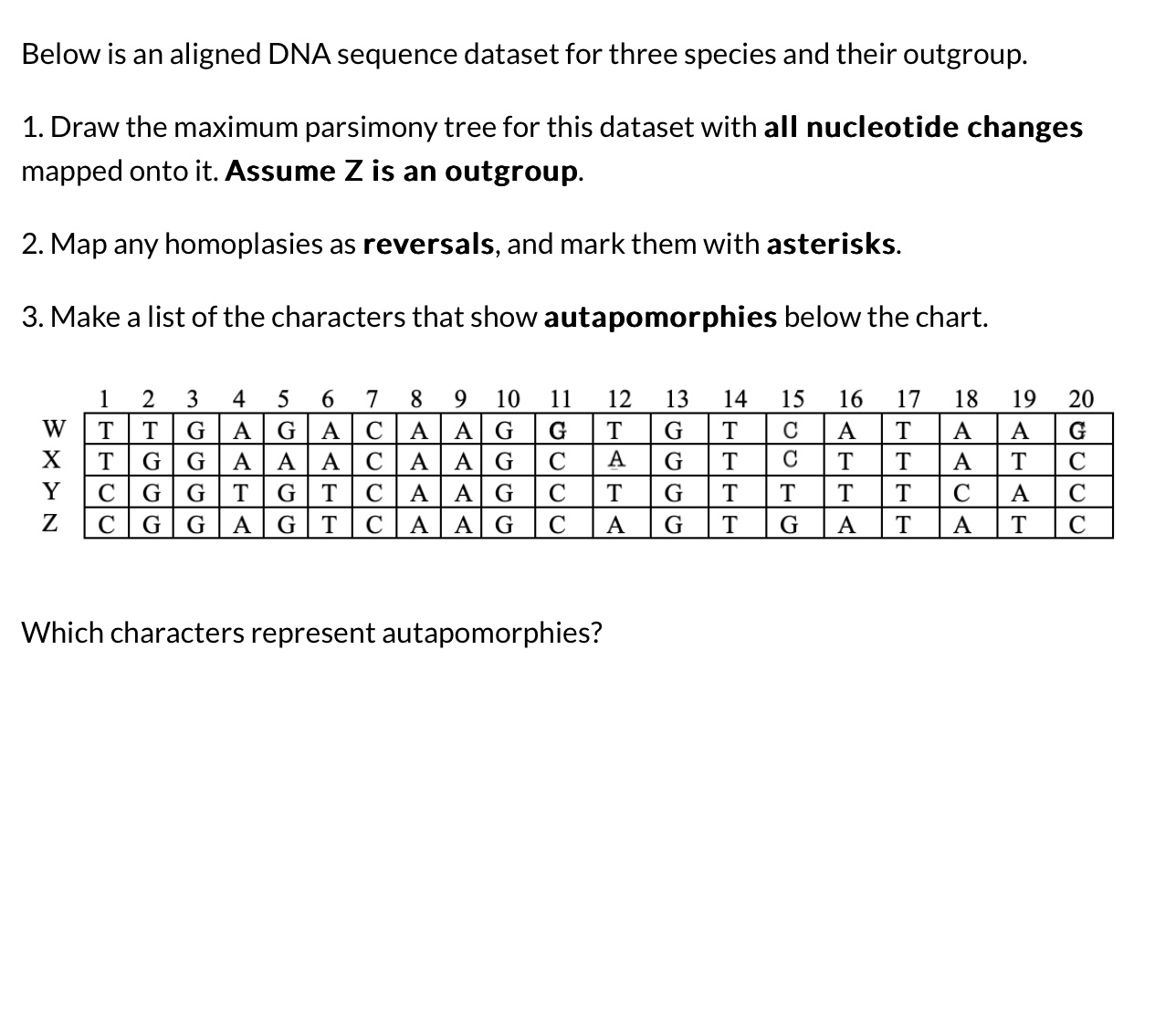 Solved Below Is An Aligned Dna Sequence Dataset For Three