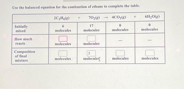 Solved Use the balanced equation for the combustion of | Chegg.com