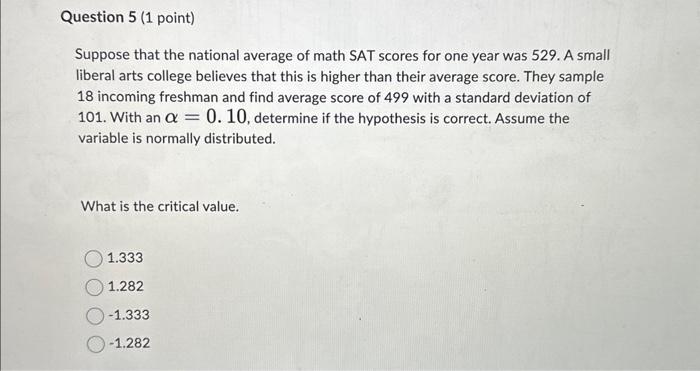 Solved Suppose that the national average of math SAT scores | Chegg.com