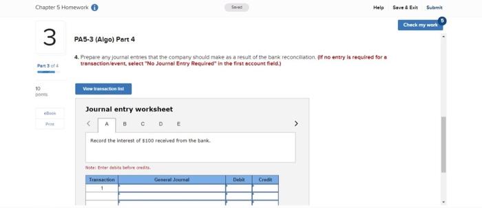 Solved Chapter 5 Homework 1 Part 1 of 4 10 points ebook | Chegg.com
