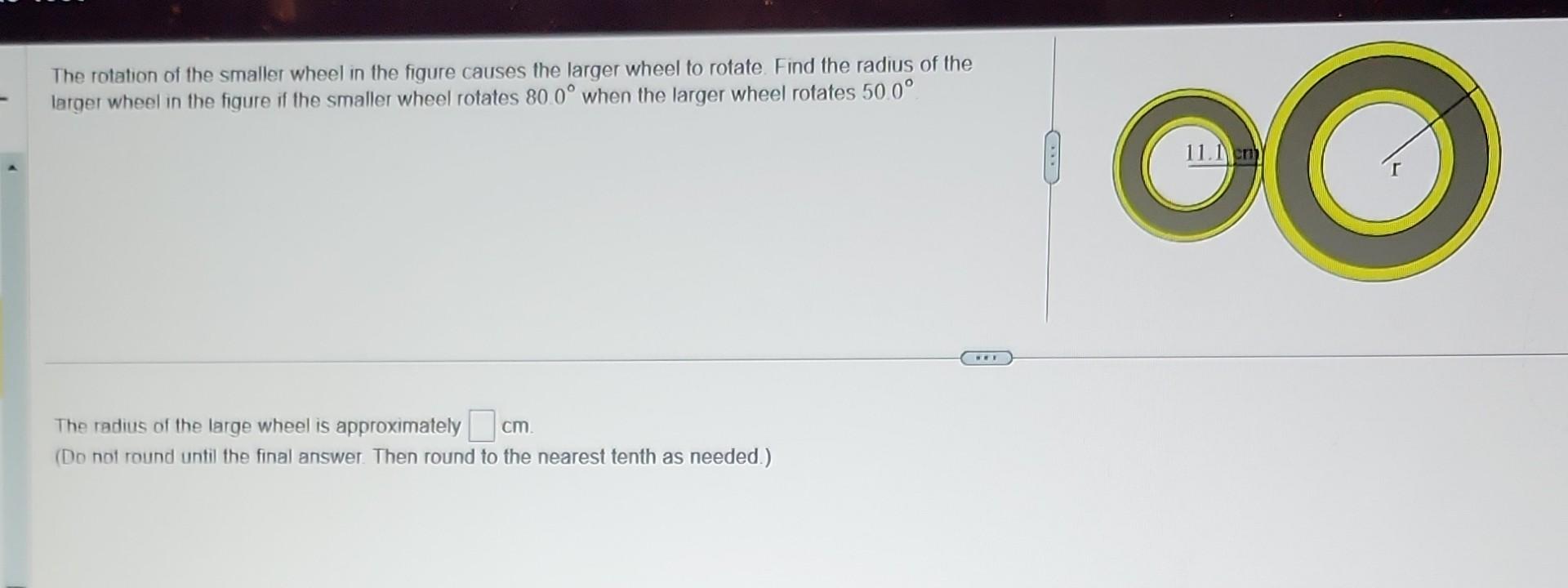 Solved The rotation of the smaller wheel in the figure | Chegg.com