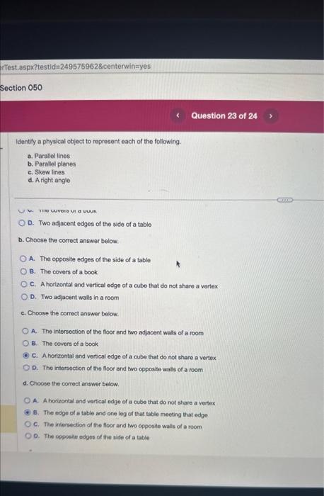 Solved Identify a physical object to represent each of the | Chegg.com