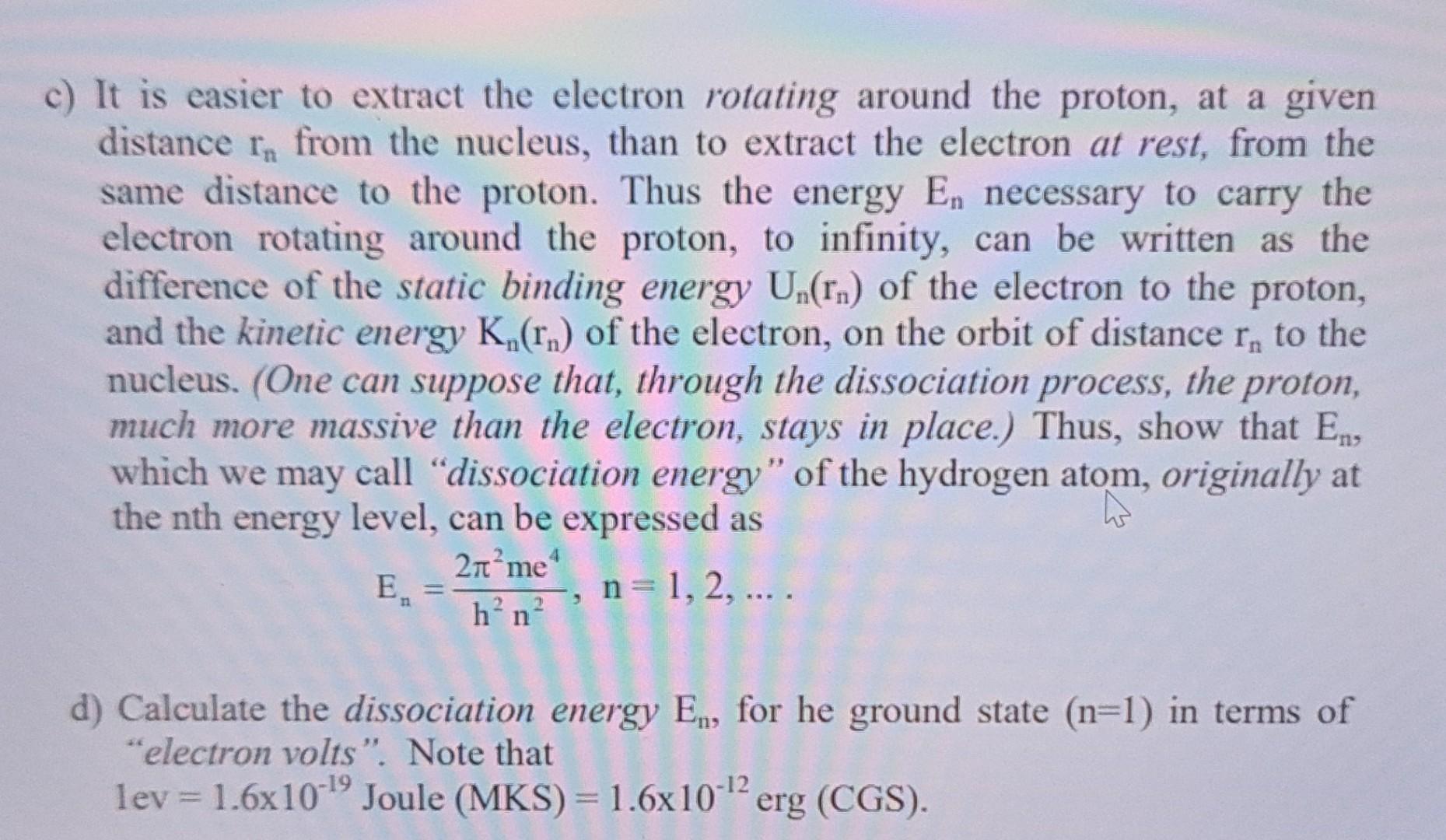 Solved In this question we undertake the Hydrogen Atom | Chegg.com