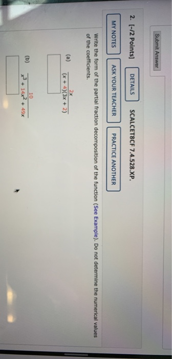 Solved Submit Answer 2. [-/2 points) DETAILS SCALCET8CF | Chegg.com