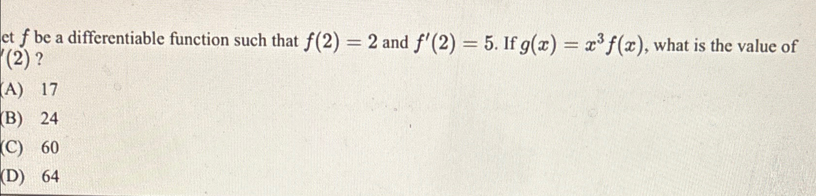 Solved et f ﻿be a differentiable function such that f(2)=2 | Chegg.com