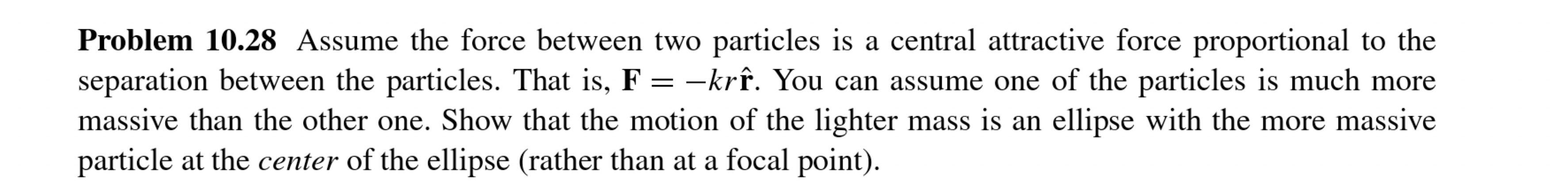 Solved Problem 10.28 ﻿Assume the force between two particles | Chegg.com