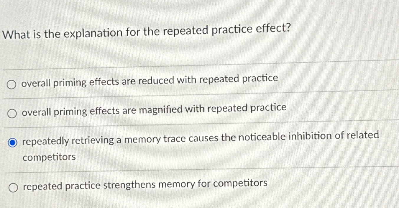 Solved What is the explanation for the repeated practice | Chegg.com
