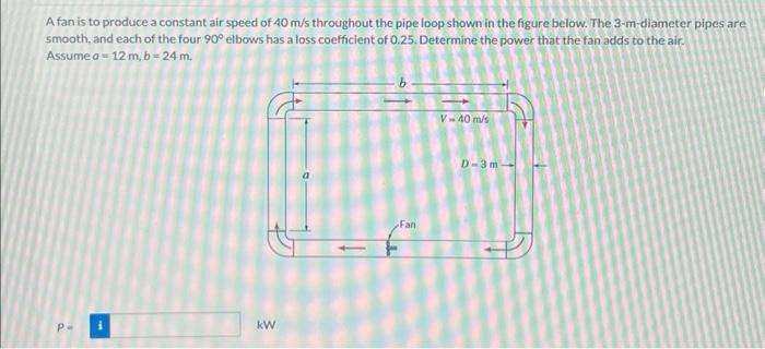 Solved A fan is to produce a constant air speed of 40 m/s | Chegg.com
