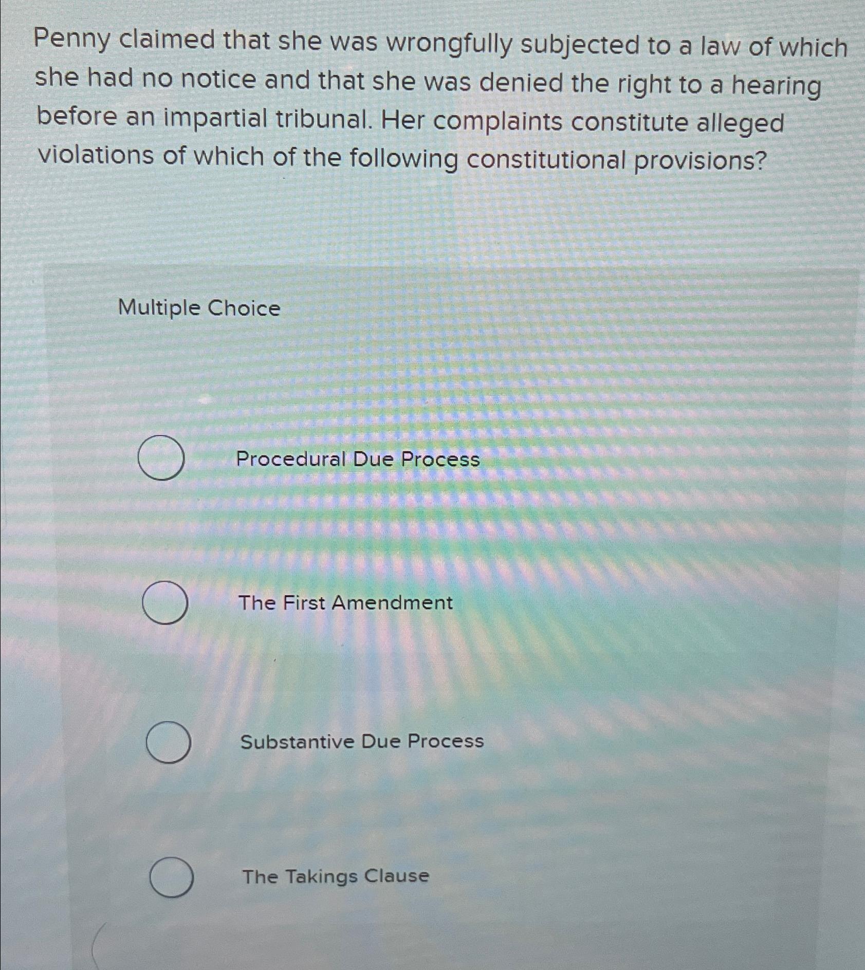 Solved Penny claimed that she was wrongfully subjected to a | Chegg.com