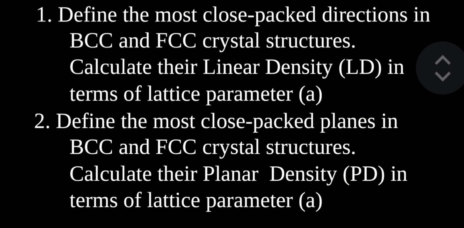 Define the most close-packed directions in BCC and | Chegg.com