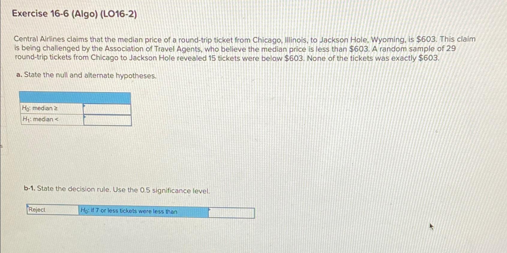Solved Exercise 16-6 (Algo) (LO16-2)Central Airlines claims | Chegg.com