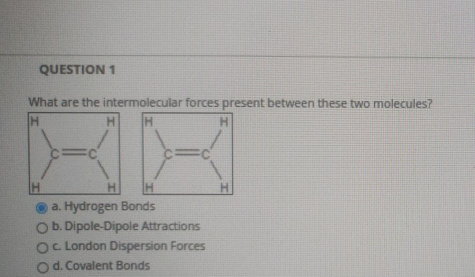 Solved QUESTION 1 What are the intermolecular forces present | Chegg.com