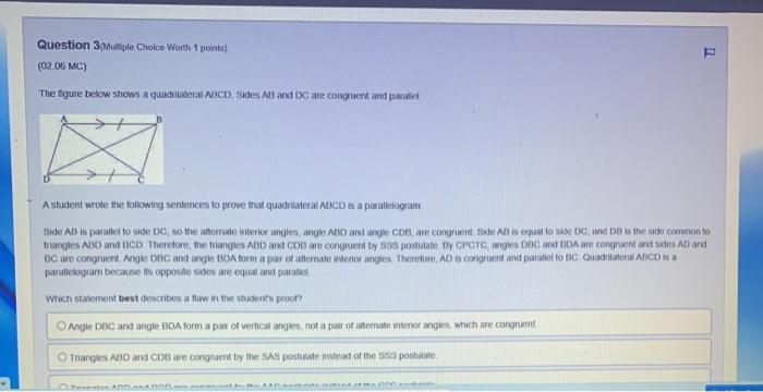 Solved Question 3/Multiple Choice Worth 1 points) (02.06 MC) | Chegg.com